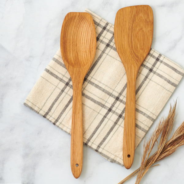 Personalized Utensils Set - Oak Wood - Custom Spoon